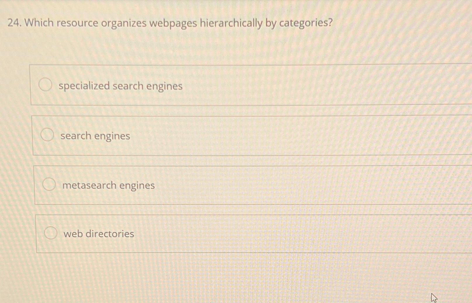 Solved Which resource organizes webpages hierarchically by | Chegg.com
