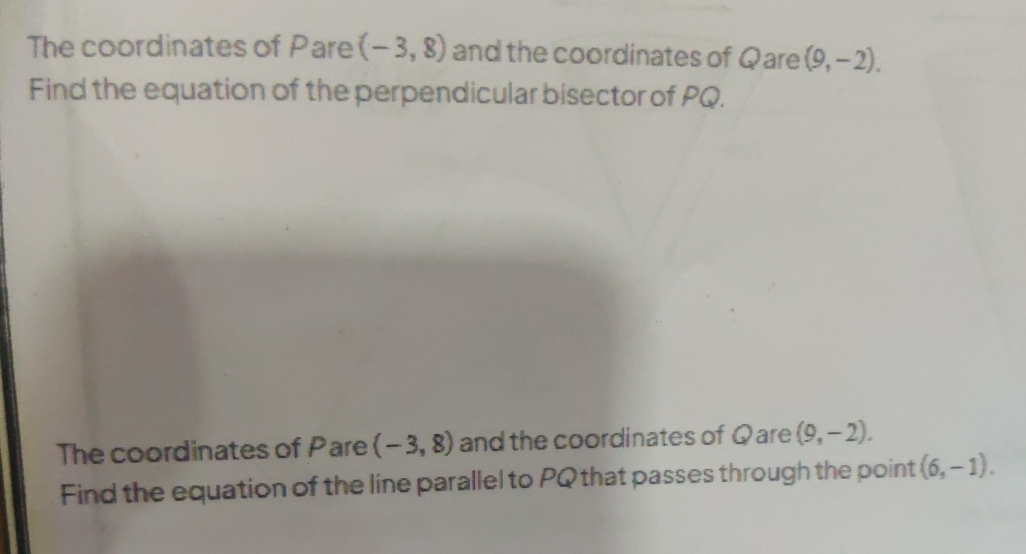 Solved The coordinates of P ﻿are (-3,8) ﻿and the coordinates | Chegg.com