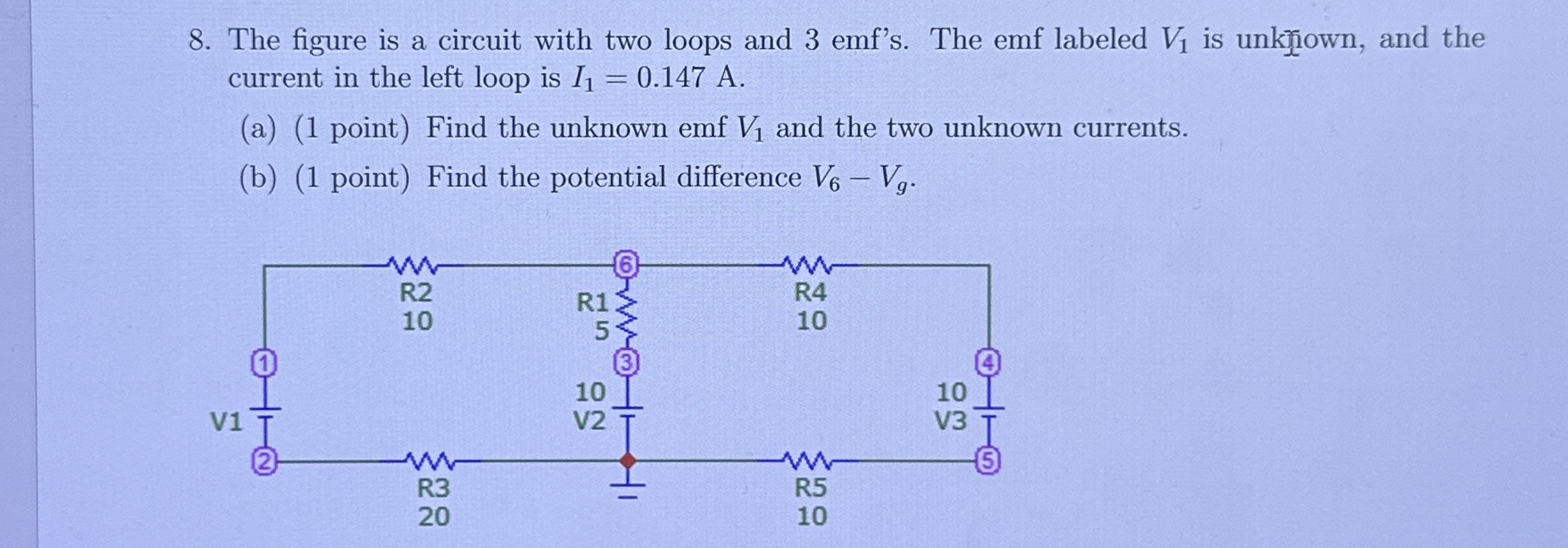 The figure is a circuit with two loops and 3 ﻿emf's. | Chegg.com