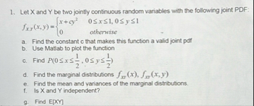 Solved Let x ﻿and Y ﻿be two jointly continuous random | Chegg.com