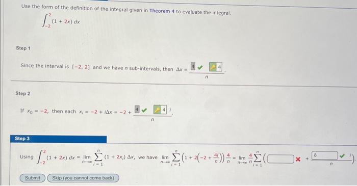 Solved Use the form of the definition of the integral given | Chegg.com