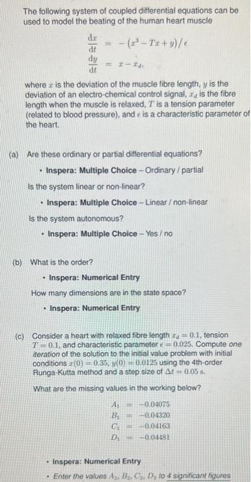 Solved The following system of coupled differential | Chegg.com