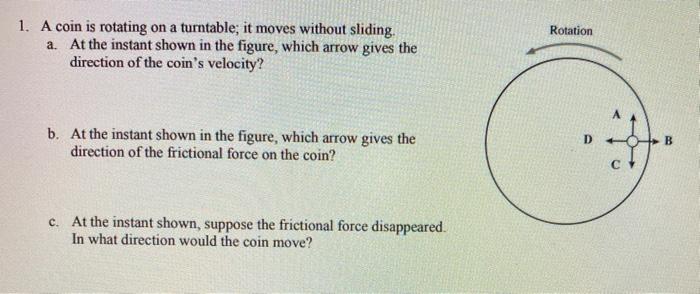Solved Rotation 1. A coin is rotating on a turntable; it | Chegg.com