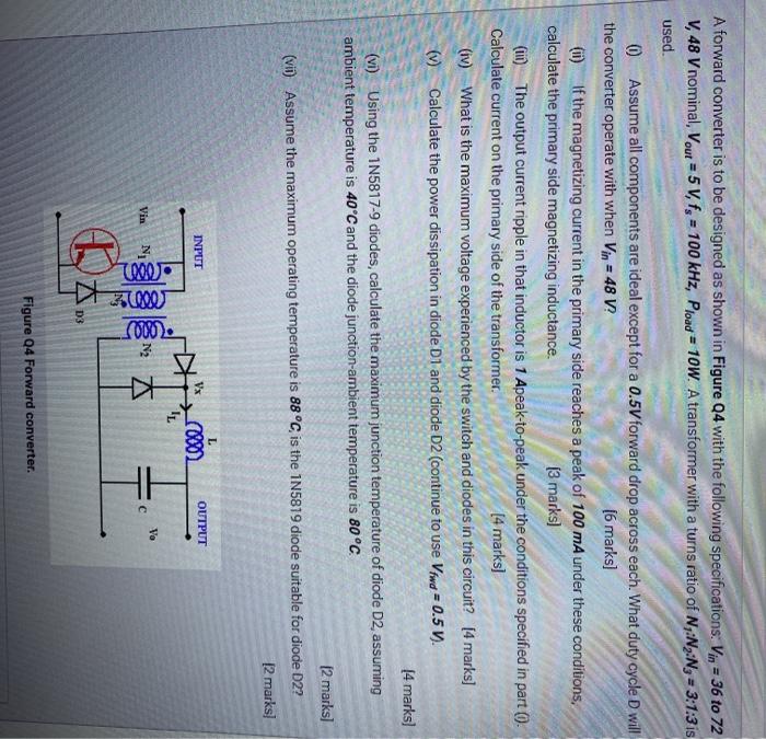 Solved A forward converter is to be designed as shown in | Chegg.com