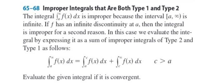 Solved 65-68 Improper Integrals that Are Both Type 1 and | Chegg.com
