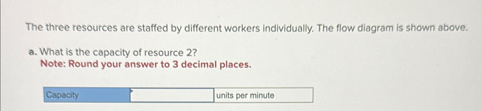 Solved The three resources are staffed by different workers | Chegg.com