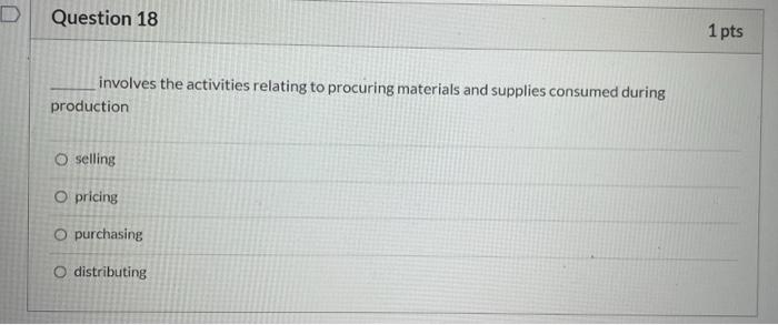 Solved involves the activities relating to procuring | Chegg.com