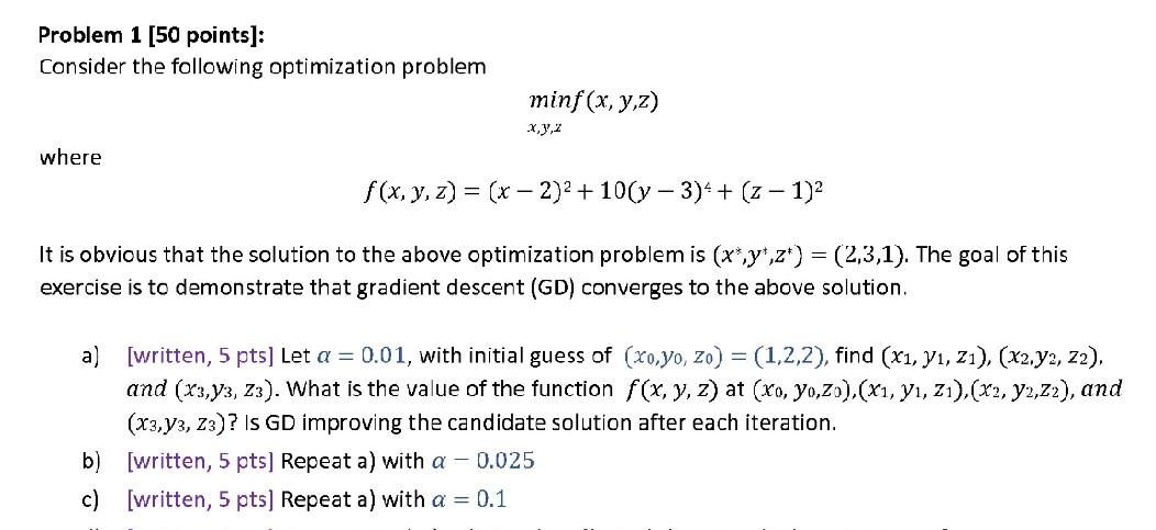Solved Problem 1 [50 points]: Consider the following | Chegg.com