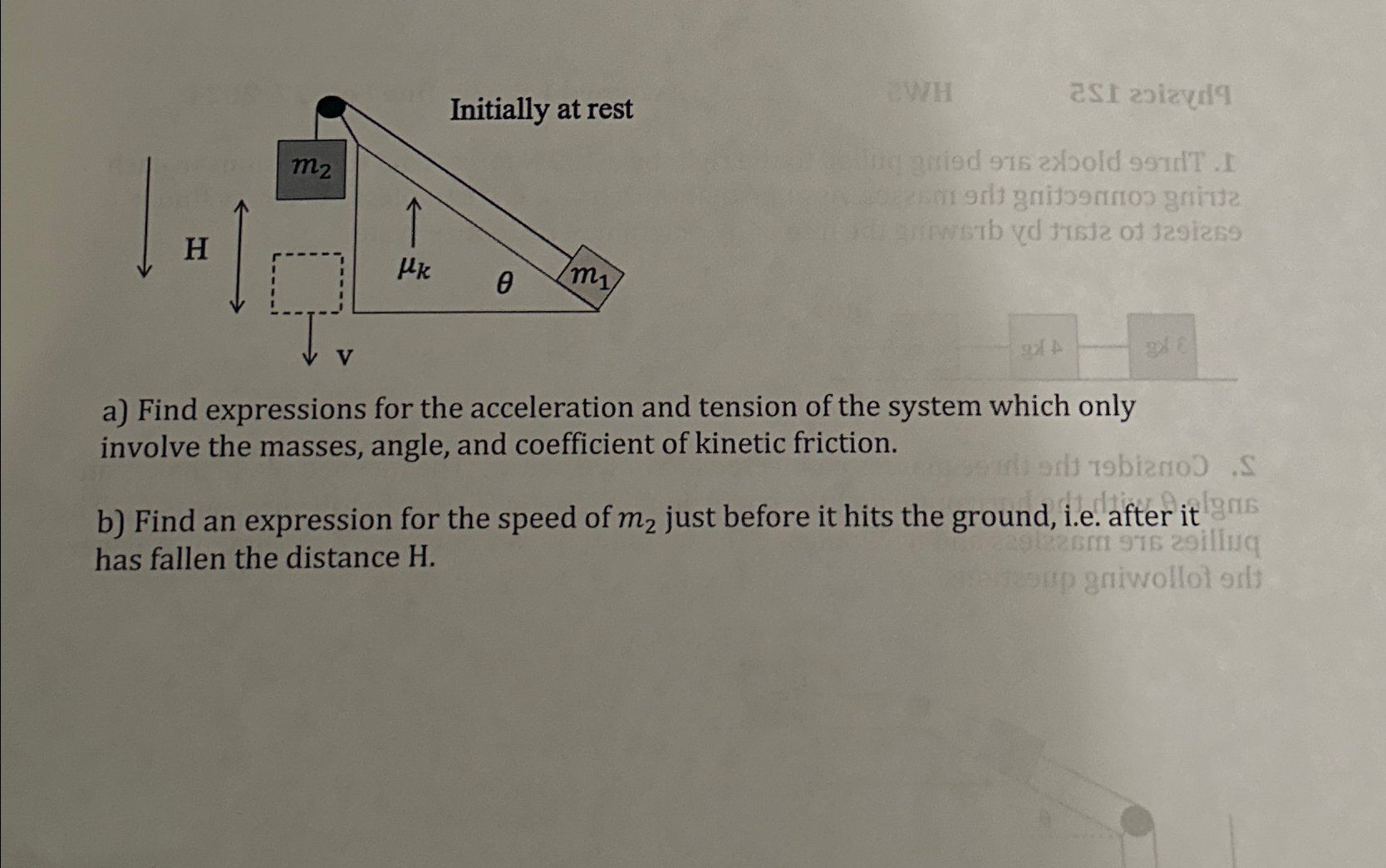 Solved Masses m1 ﻿and m2 ﻿are connected by massless string, | Chegg.com