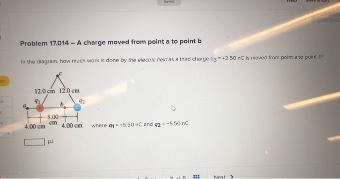 Solved Problem 17.014 - A charge moved from point a to point | Chegg.com