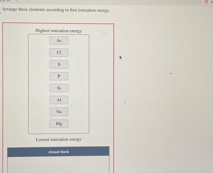 Solved Arrange these elements according to first ionization | Chegg.com