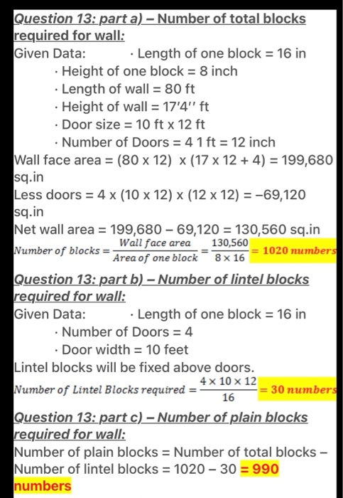 Solved 14. Determine the amount of rebar needed for the CMU | Chegg.com
