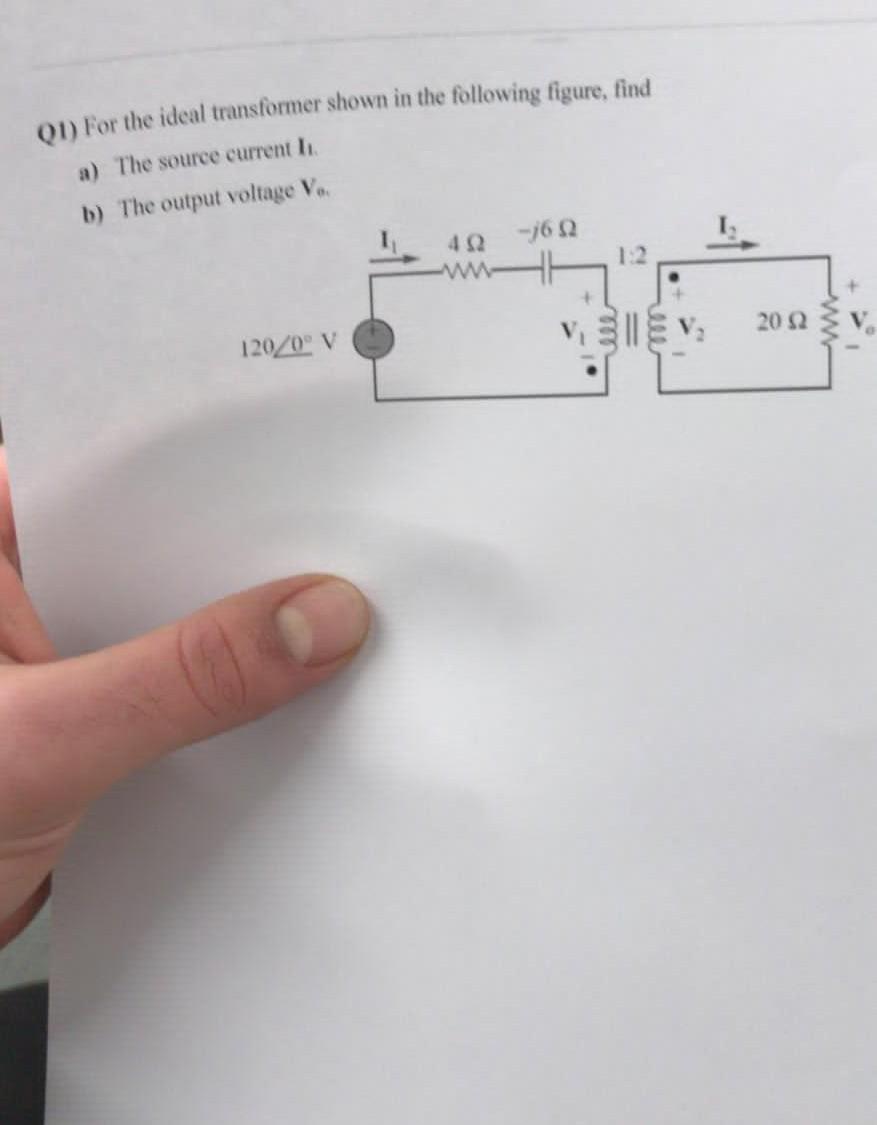 Solved Q1) For the ideal transformer shown in the following | Chegg.com