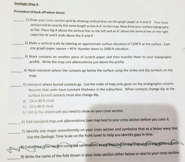 Solved Geologic Map A Procedure (Check off when done) 1) | Chegg.com