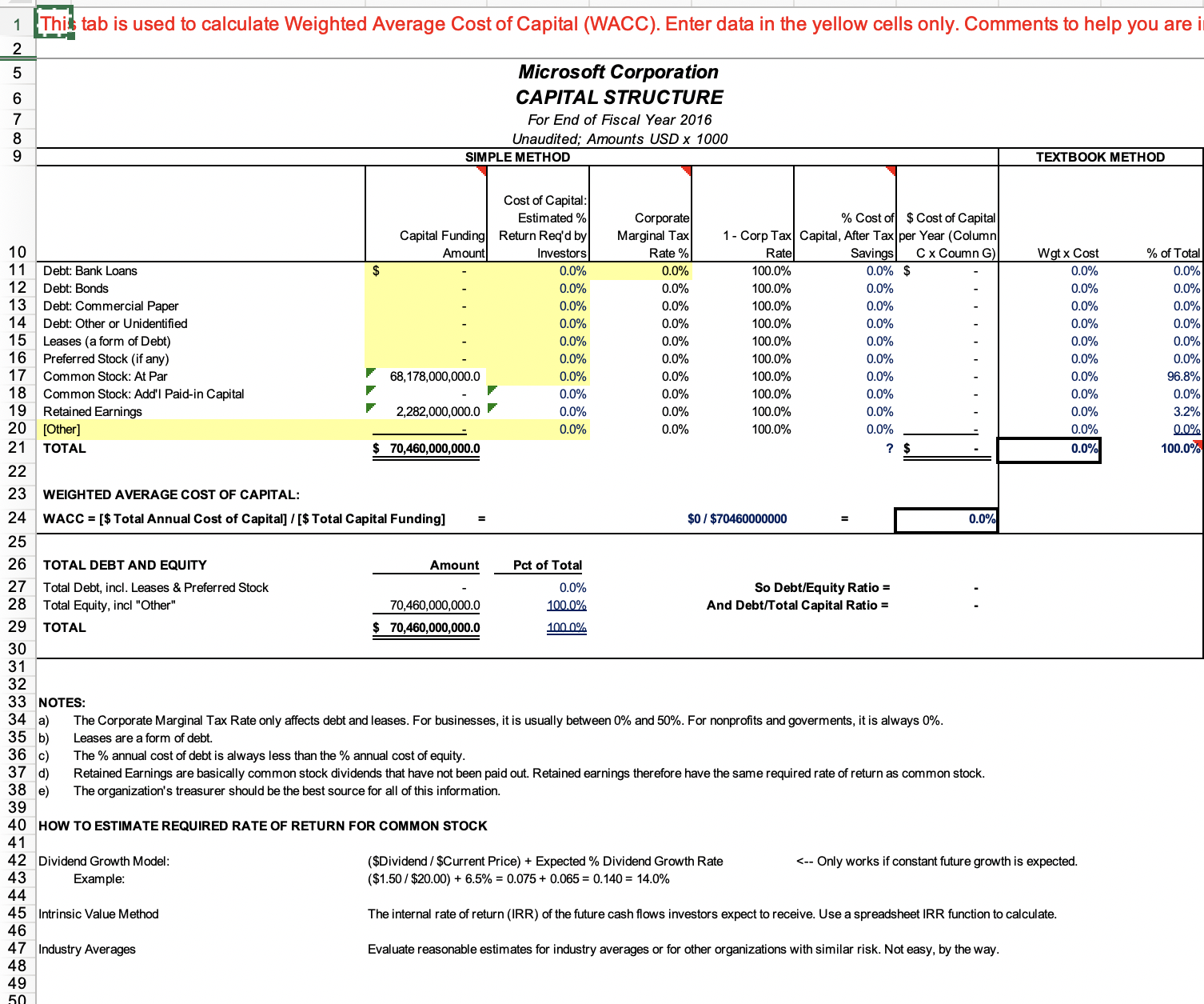 Solved Microsoft 2016 ﻿Capital Structure | Chegg.com