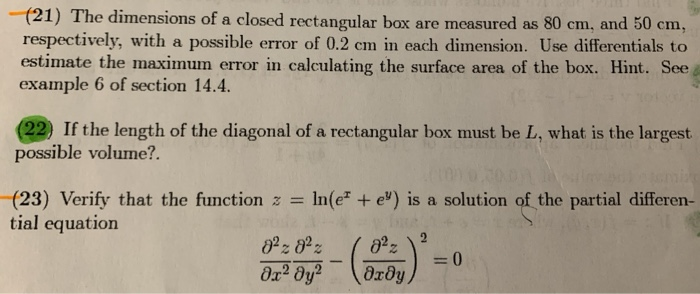 Solved (21) The dimensions of a closed rectangular box are | Chegg.com