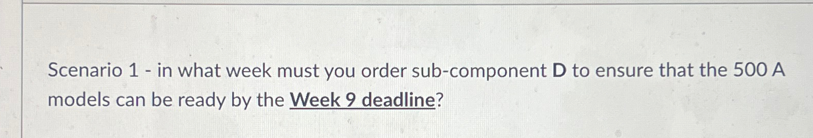 Solved Scenario 1 - ﻿in what week must you order | Chegg.com