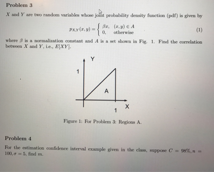 Solved Problem 3 X and Y are two random variables whose | Chegg.com