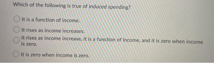 Solved Which of the following is true of induced spending? | Chegg.com