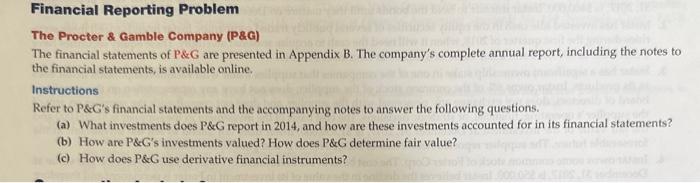 Solved Financial Reporting Problem The Procter \& Gamble | Chegg.com