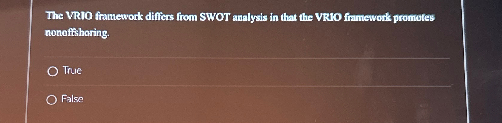 Solved The VRIO framework differs from SWOT analysis in that | Chegg.com