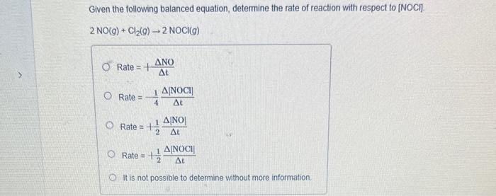 Solved Given the following balanced equation, determine the | Chegg.com