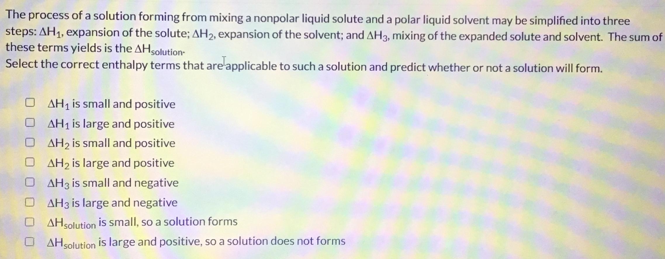 Solved The process of a solution forming from mixing a | Chegg.com