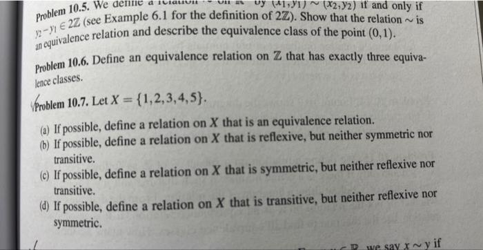 Solved problem 10.5. We demie a n−y∈2Z (see Example 6.1 for | Chegg.com