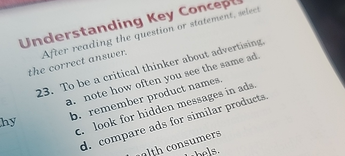 Solved To be a critical thinker about advertising,a. ﻿note | Chegg.com