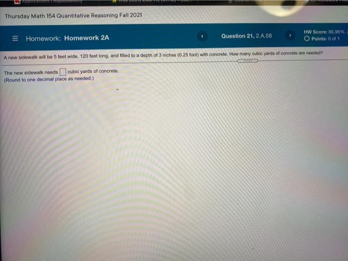 Solved Thursday Math 154 Quantitative Reasoning Fall 2021 | Chegg.com