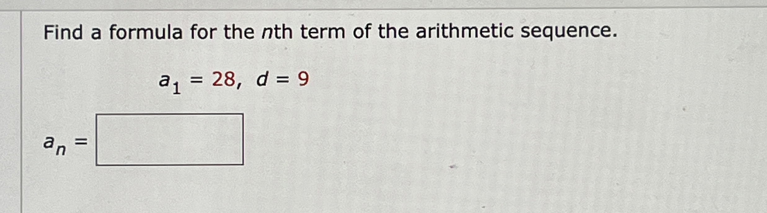 Solved Find a formula for the nth term of the arithmetic | Chegg.com