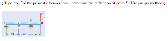 Solved (20 ﻿points) ﻿For the prismatic beam shown, determine | Chegg.com