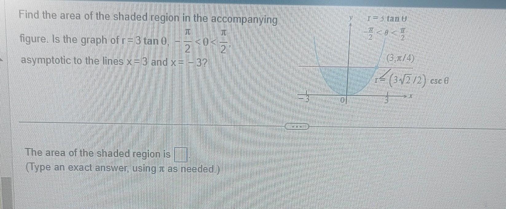 Solved Find the area of the shaded region in the accompanyi | Chegg.com