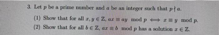 Solved 3. Let p be a prime number and a be an integer such | Chegg.com