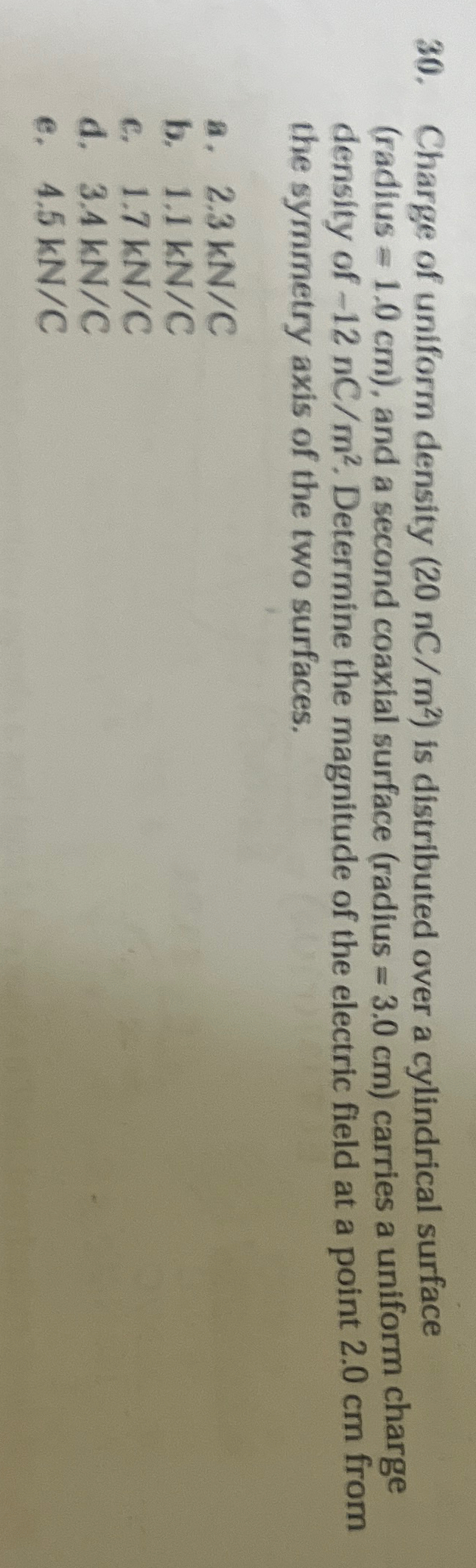 Solved Charge of uniform density (20nCm2) ﻿is distributed | Chegg.com