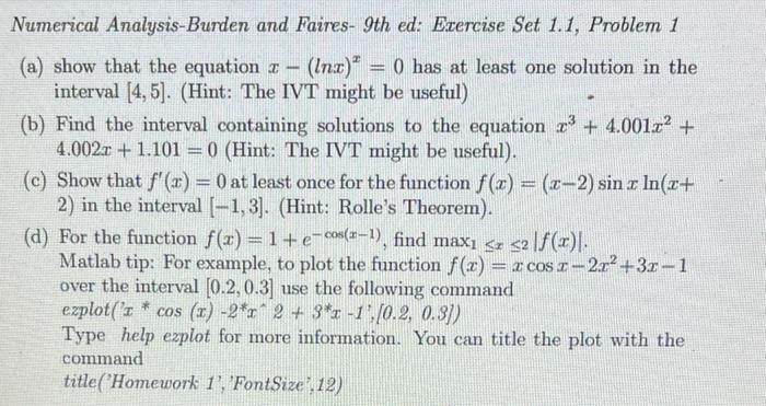 Solved Numerical Analysis-Burden and Faires- פth ed: | Chegg.com
