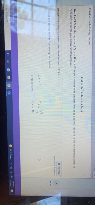 Solved Consider the following function, f(x) = 3x2 + 4x - 4 | Chegg.com