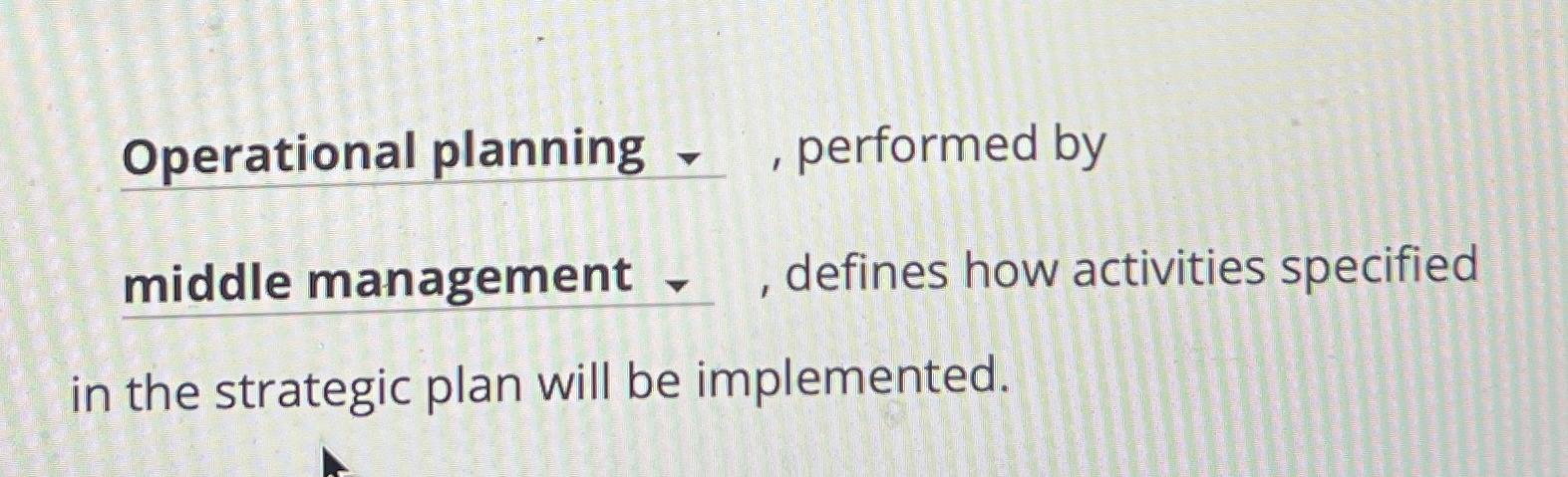 Solved Operational planning darr, performed by middle | Chegg.com