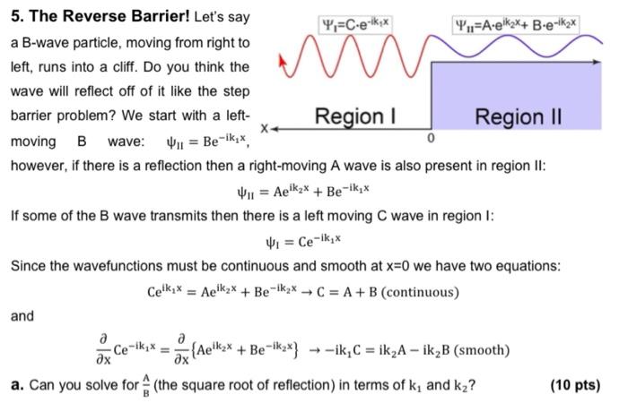 Solved 5. The Reverse Barrier! Let's say a B-wave particle, | Chegg.com