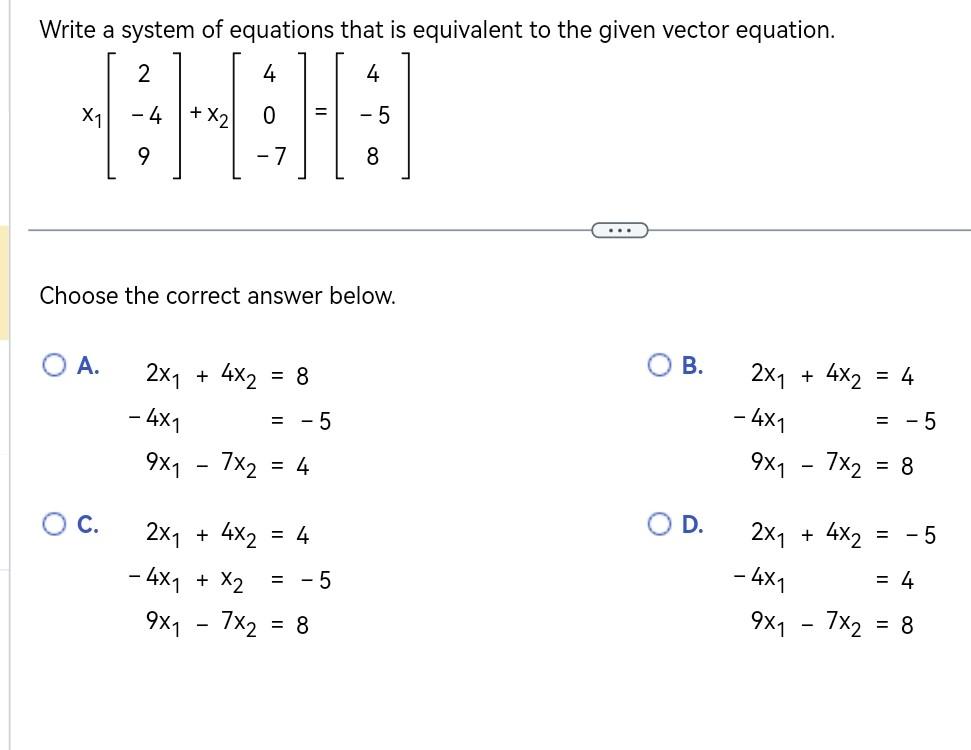 Solved Write a system of equations that is equivalent to the | Chegg.com