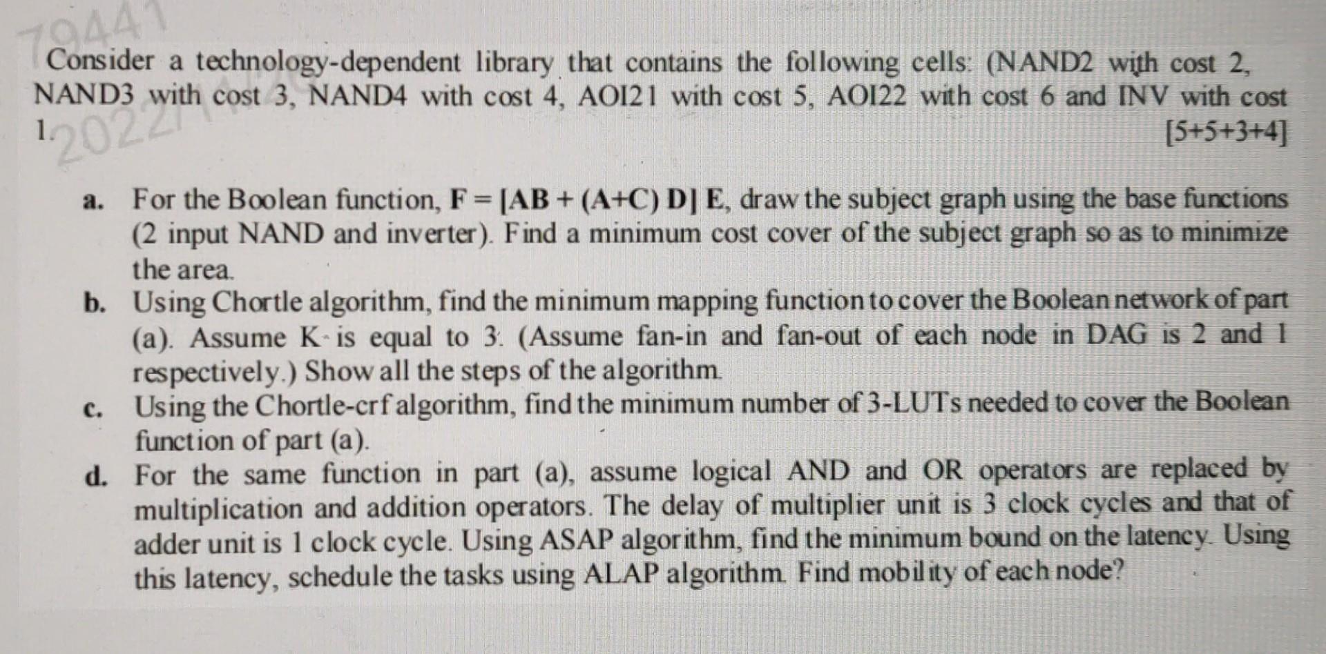 Consider a technology-dependent library that contains | Chegg.com