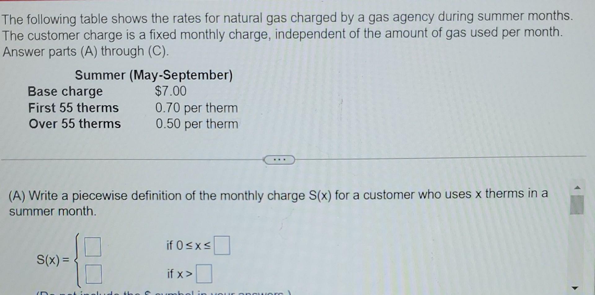 Solved The following table shows the rates for natural gas | Chegg.com
