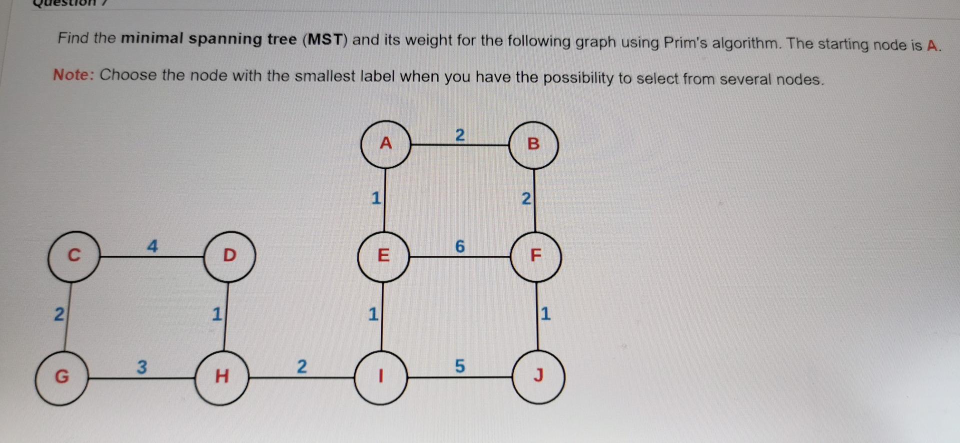 Solved Find the minimal spanning tree (MST) and its weight | Chegg.com