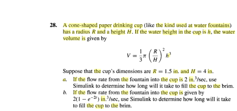 Solved A cone-shaped paper drinking cup (like the kind used | Chegg.com