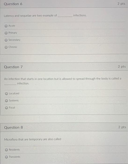 Solved Latency and sequelae are two example of infections. | Chegg.com