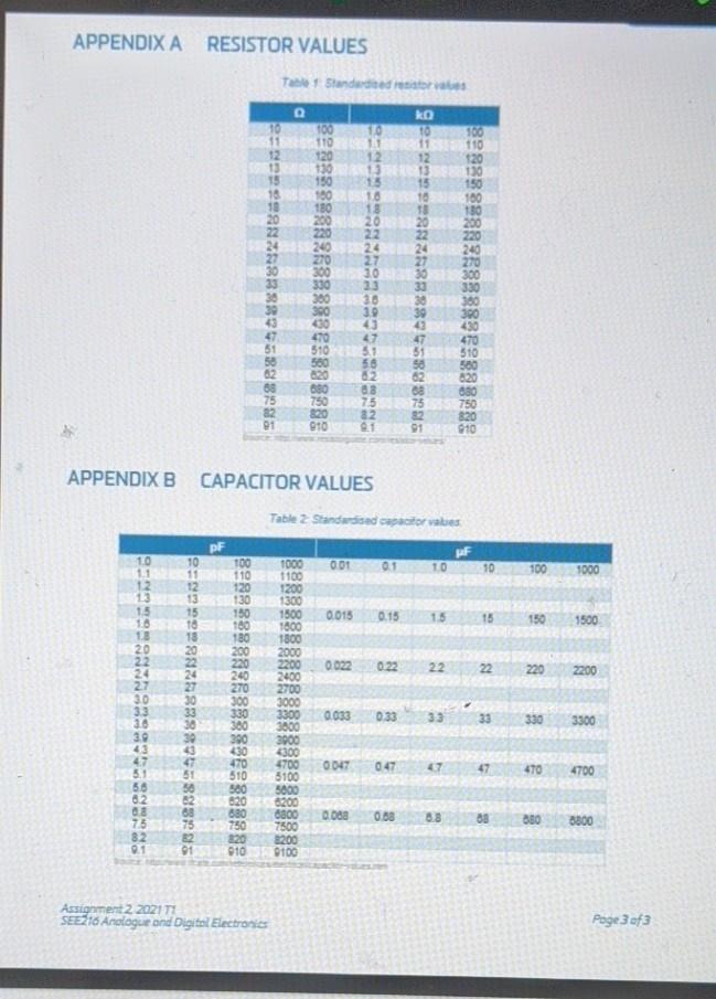 APPENDIX A RESISTOR VALUES 了 Te Standardited resoras | Chegg.com