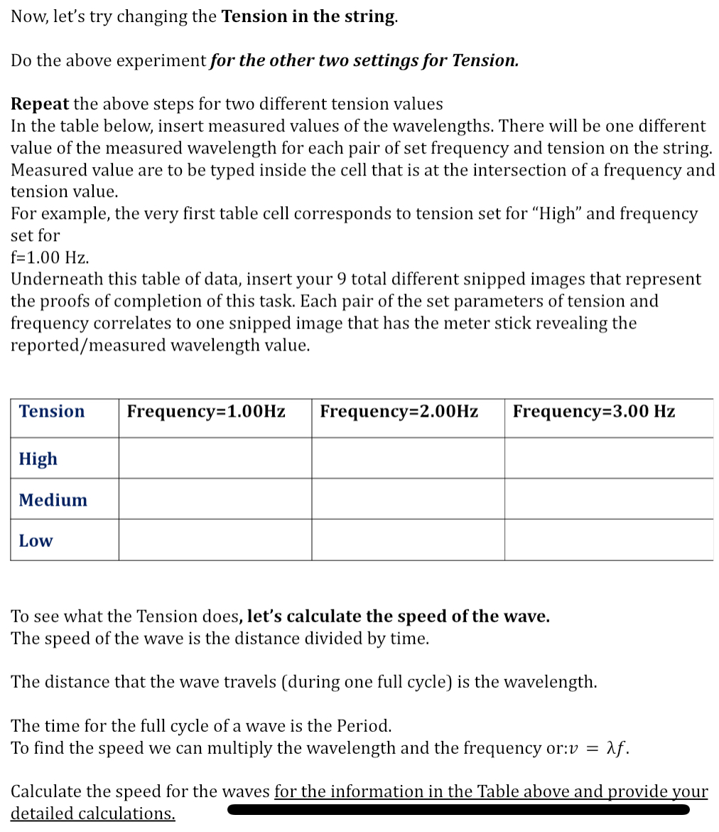 Now, let's try changing the Tension in the string.Do | Chegg.com
