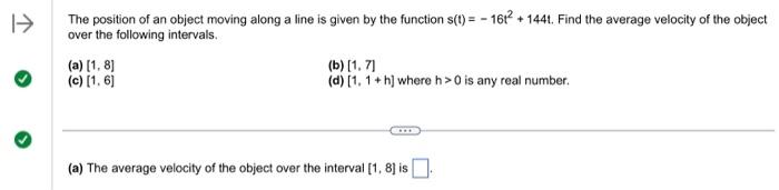 Solved The position of an object moving along a line is | Chegg.com