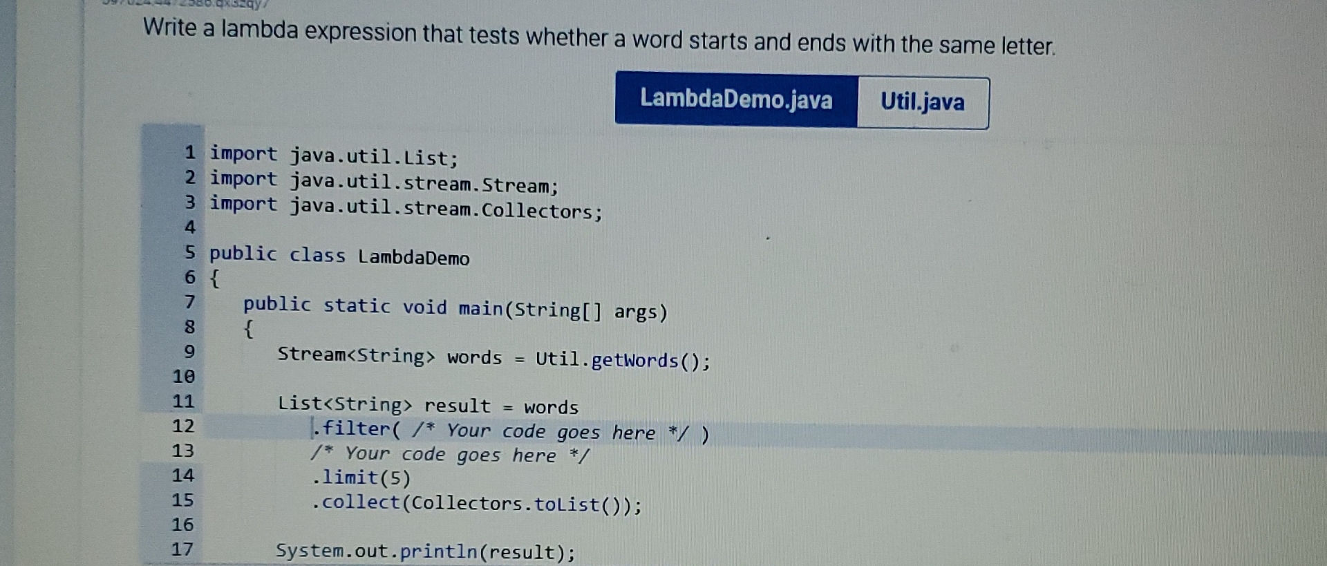 Solved Write a lambda expression that tests whether a word | Chegg.com