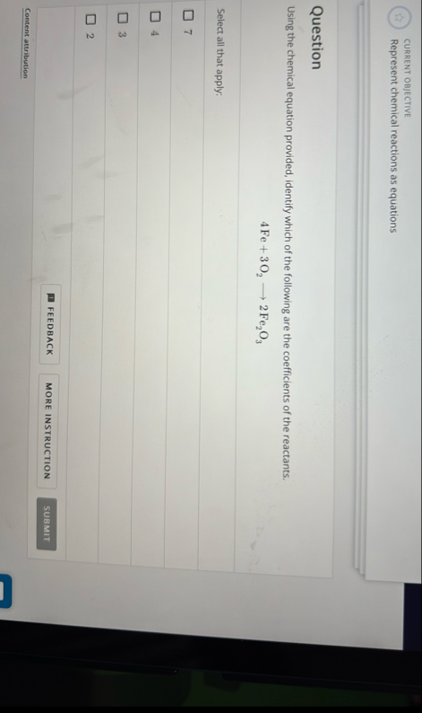 Solved CURRENT OBJECTIVERepresent chemical reactions as | Chegg.com